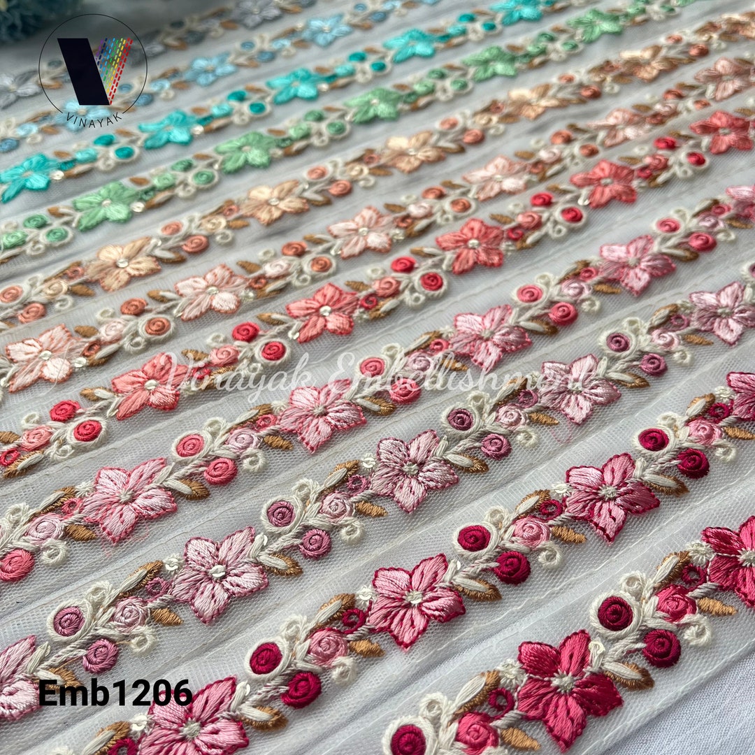 3 Cm White Floral Narrow Embroidery Trims Tulle Ribbon Junk Journal ...