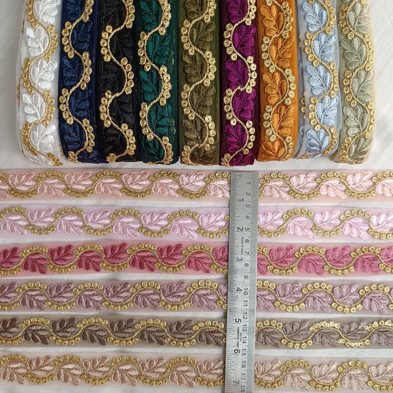 1 Pastel Color Gold Embroidered Trim by Yard Decorative - Etsy