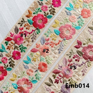 9 Yard 2 Floral Multi Color Embroidered Fabric Ribbon - Etsy