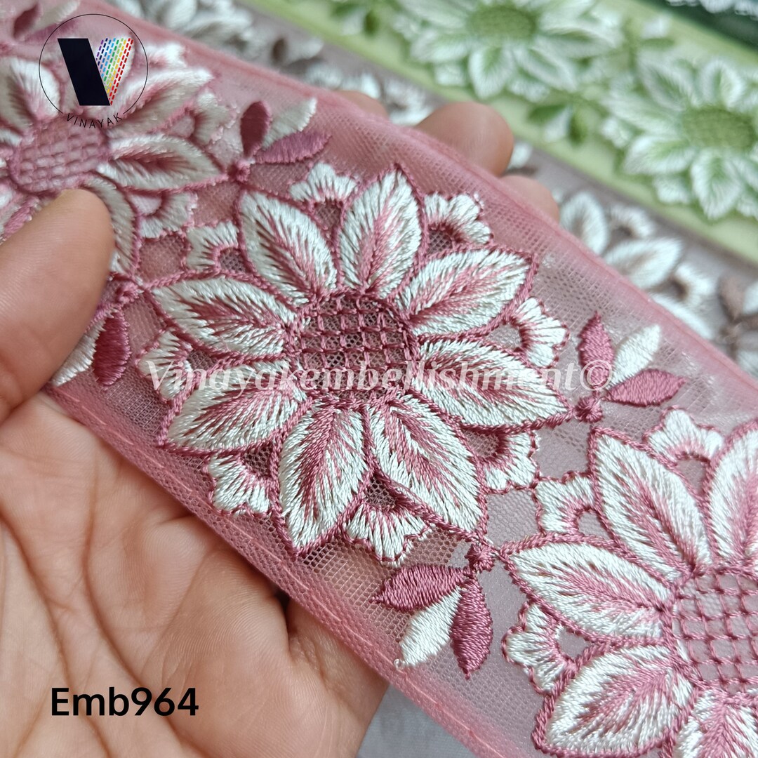 2.75 Floral Embroidered Ribbon Trim Border Jacket Jeans - Etsy