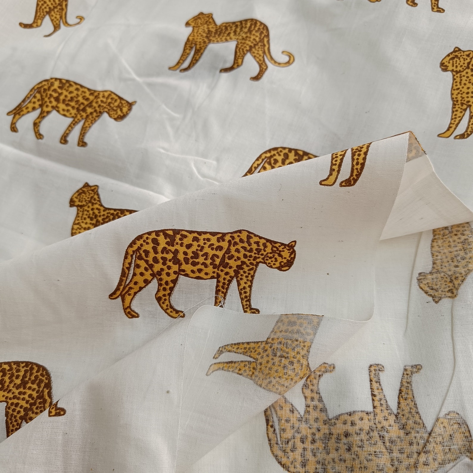 Animal Block Print 100% Cotton Fabric by the Yard, Block Printed Cotton ...