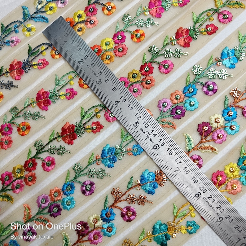 1.25 Multicolor Embroidered Trim by Yard Decorative Sari | Etsy