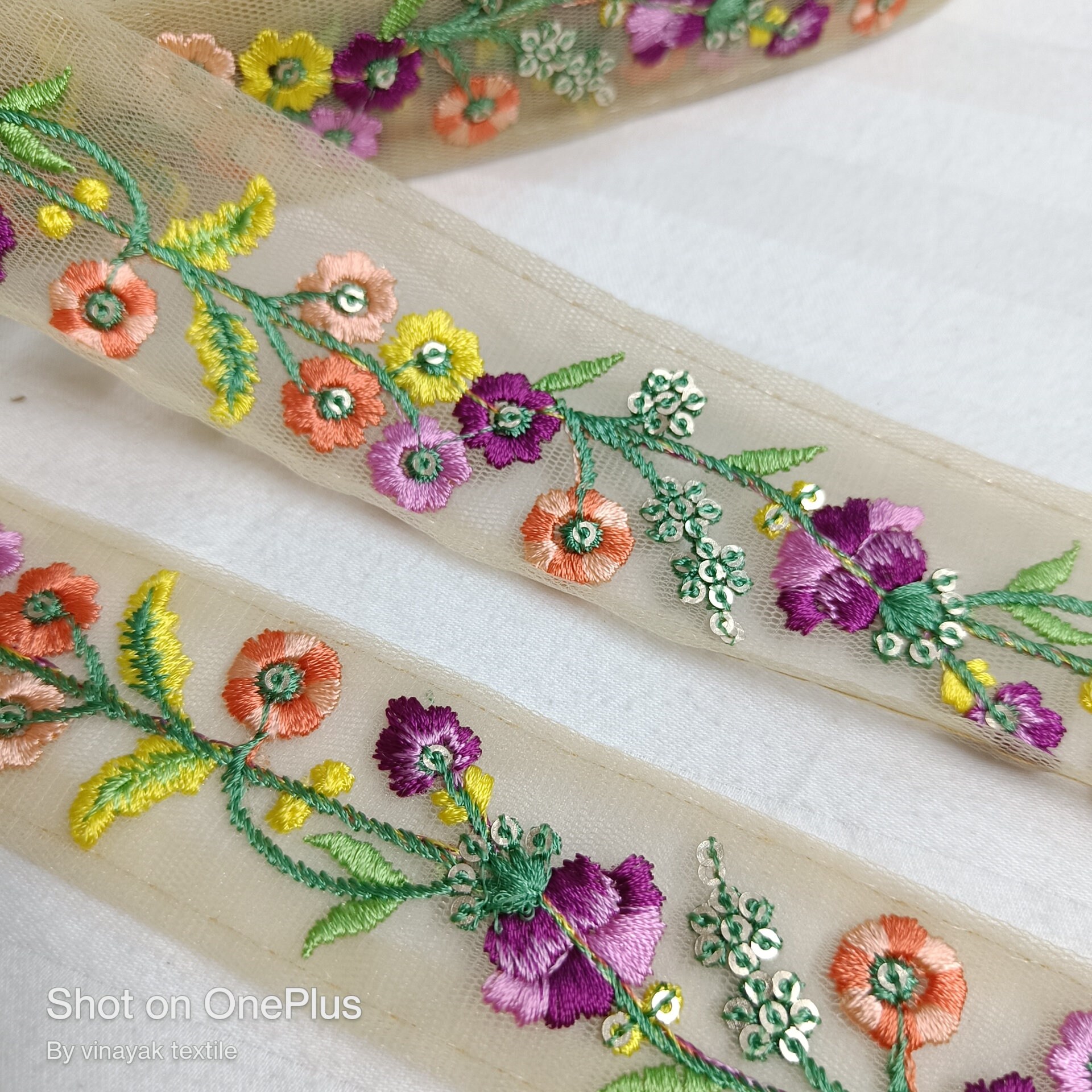 1.25 Multicolor Embroidered Trim by Yard Decorative Sari - Etsy