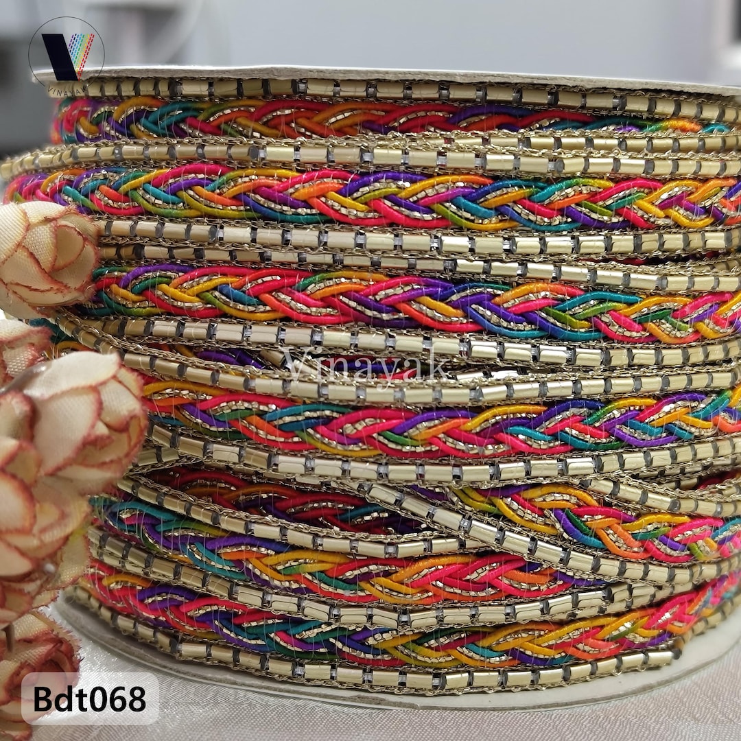 Multi-color Braid Trim: Sari Scarf Ribbon, Sewing Embellishment, 4 ...