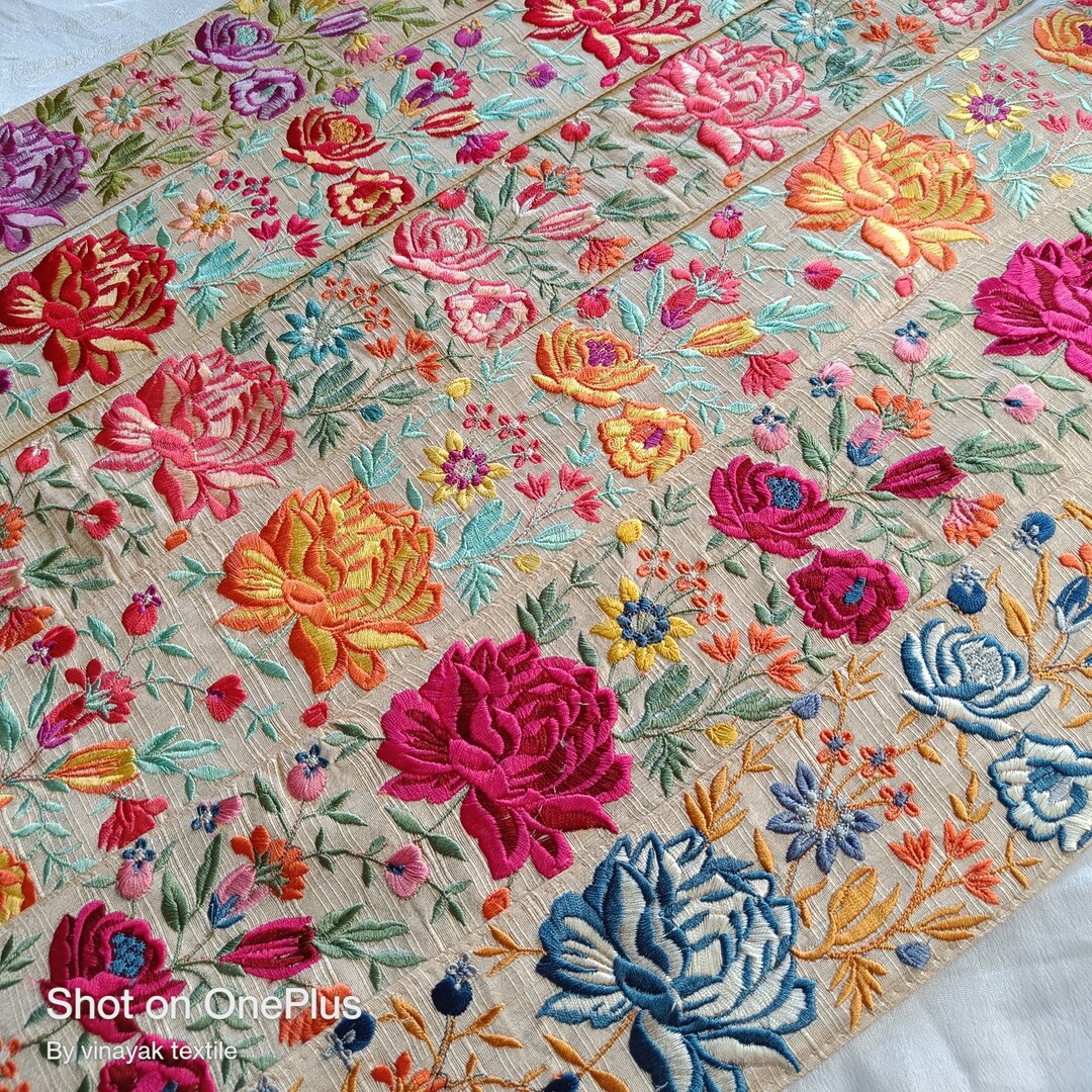9 Yard 3.5" Floral Embroidered Ribbon Decorative Sari Border Trim Bag ...