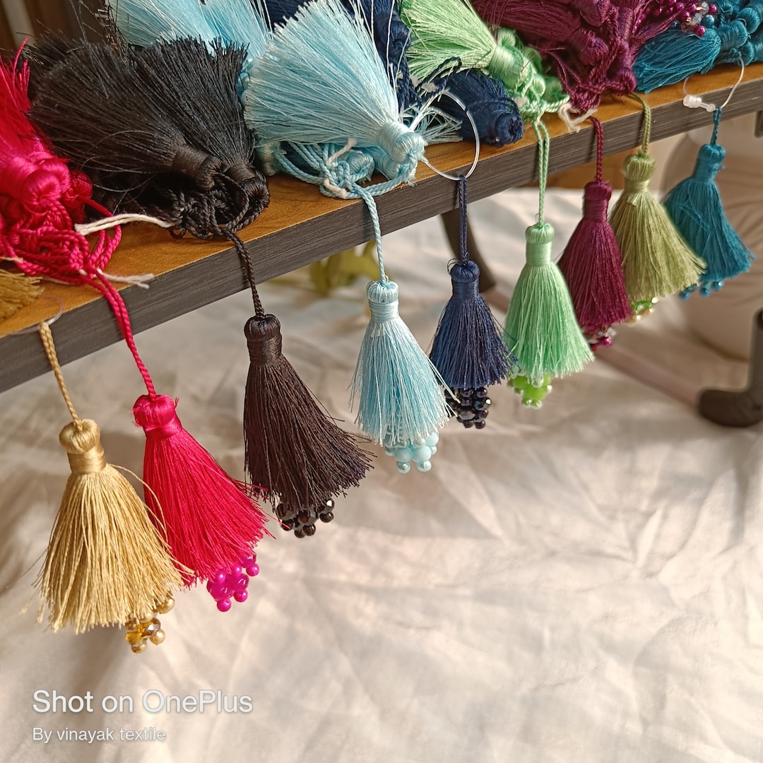 6 Pc Boho Silk Thread Tassels, Decorative Home Décor Colorful Festival ...