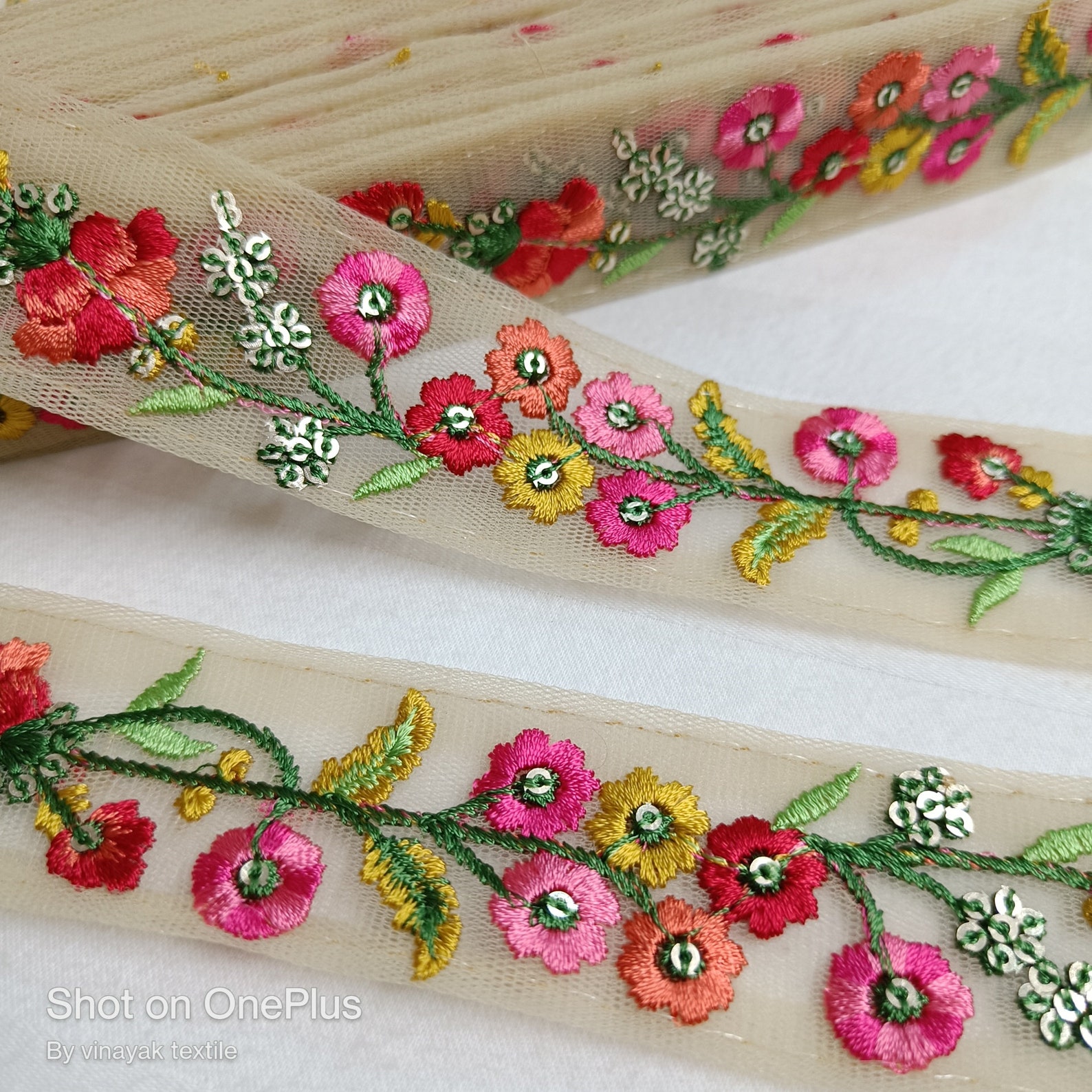 1.25 Multicolor Embroidered Trim by Yard Decorative Sari | Etsy