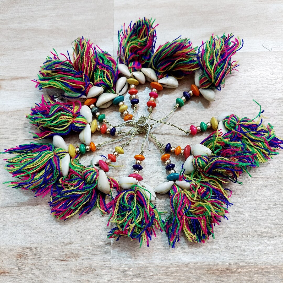 2 Pc Multicolor Thread Sea Shell Tassels,multicolor Home Decor Tassels ...