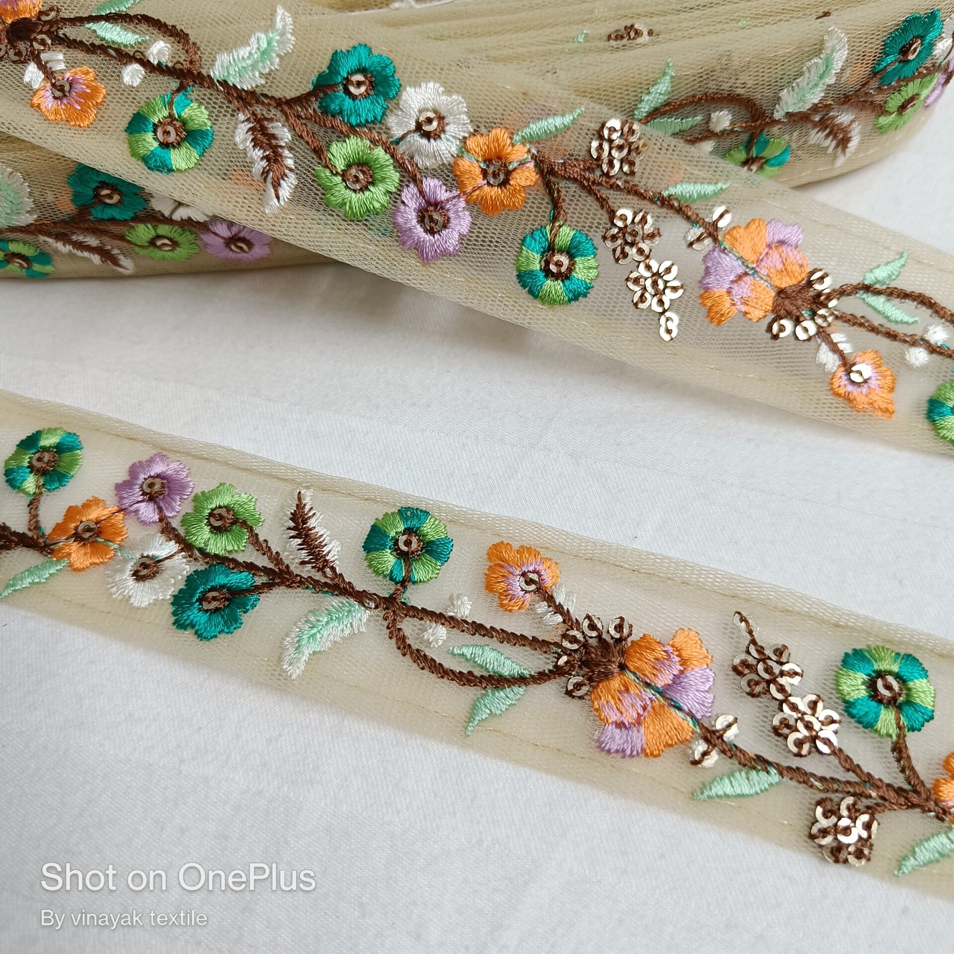 1.25 Multicolor Embroidered Trim by Yard Decorative Sari - Etsy