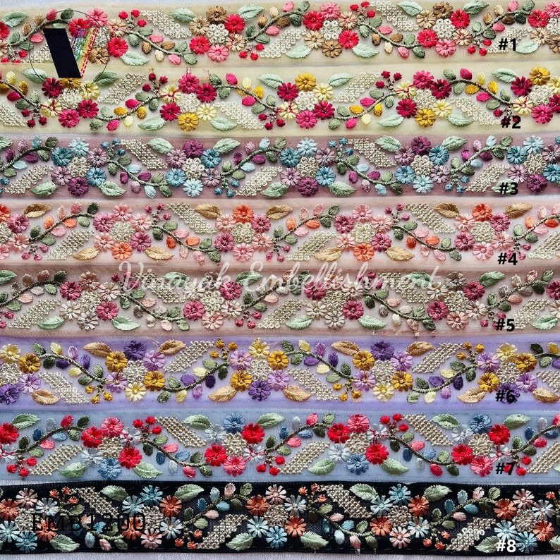 3.5 Cm Multicolor Pastel Embroidered Sequin Trim by Yard Decorative ...