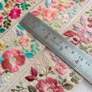 9 Yard 2 Floral Multi Color Embroidered Fabric Ribbon - Etsy