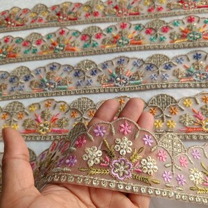 9 Yard Wholesale 2" Floral Multi Color Embroidered Ribbon on Net, Boho ...