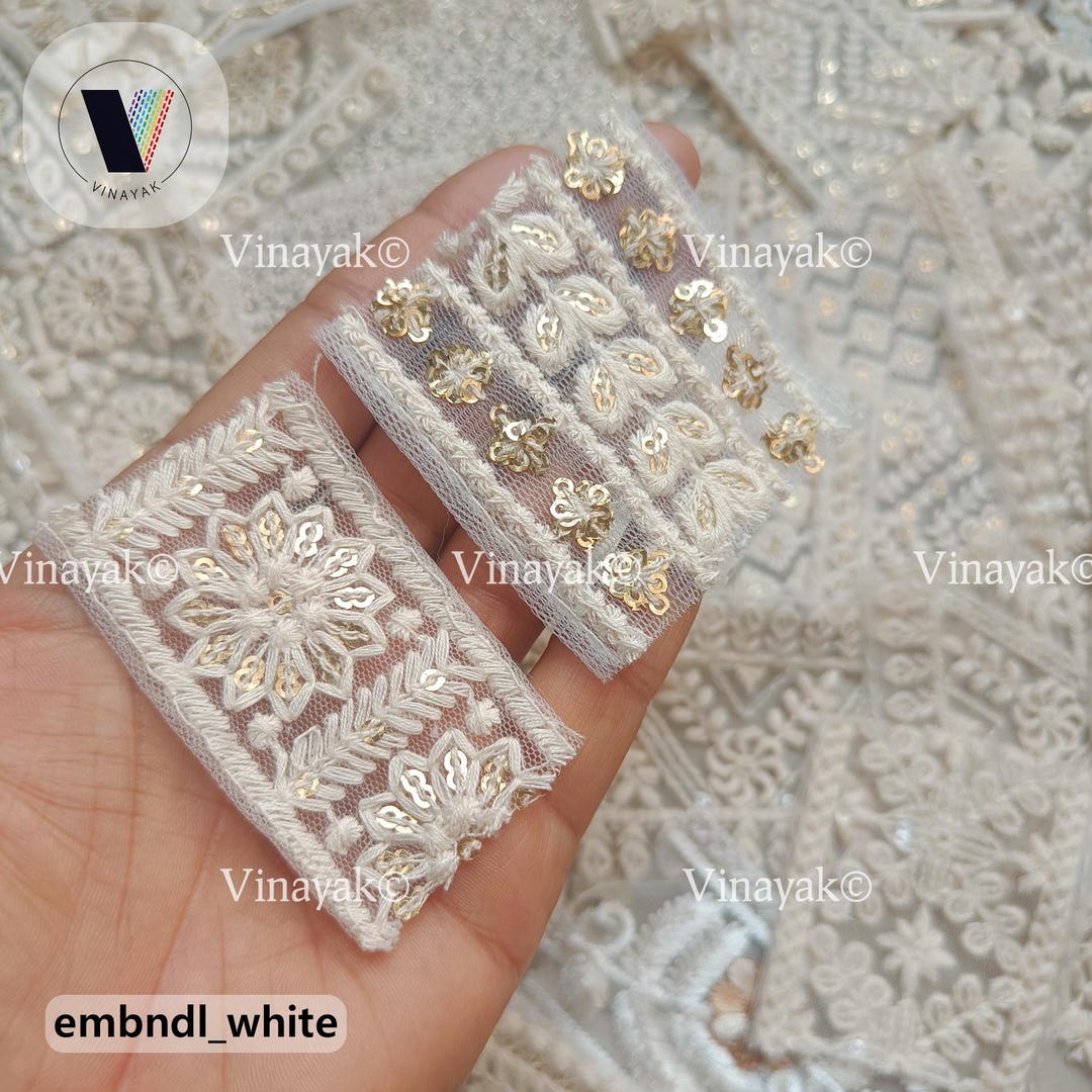 2-3 Inch Assorted 50 Pcs White Trims, Remnants Bundle, Unique Surprise ...