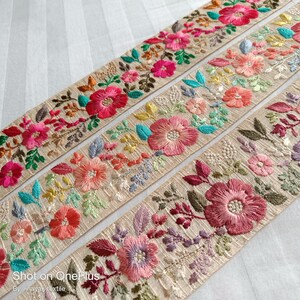 9 Yard 2 Floral Multi Color Embroidered Fabric Ribbon - Etsy