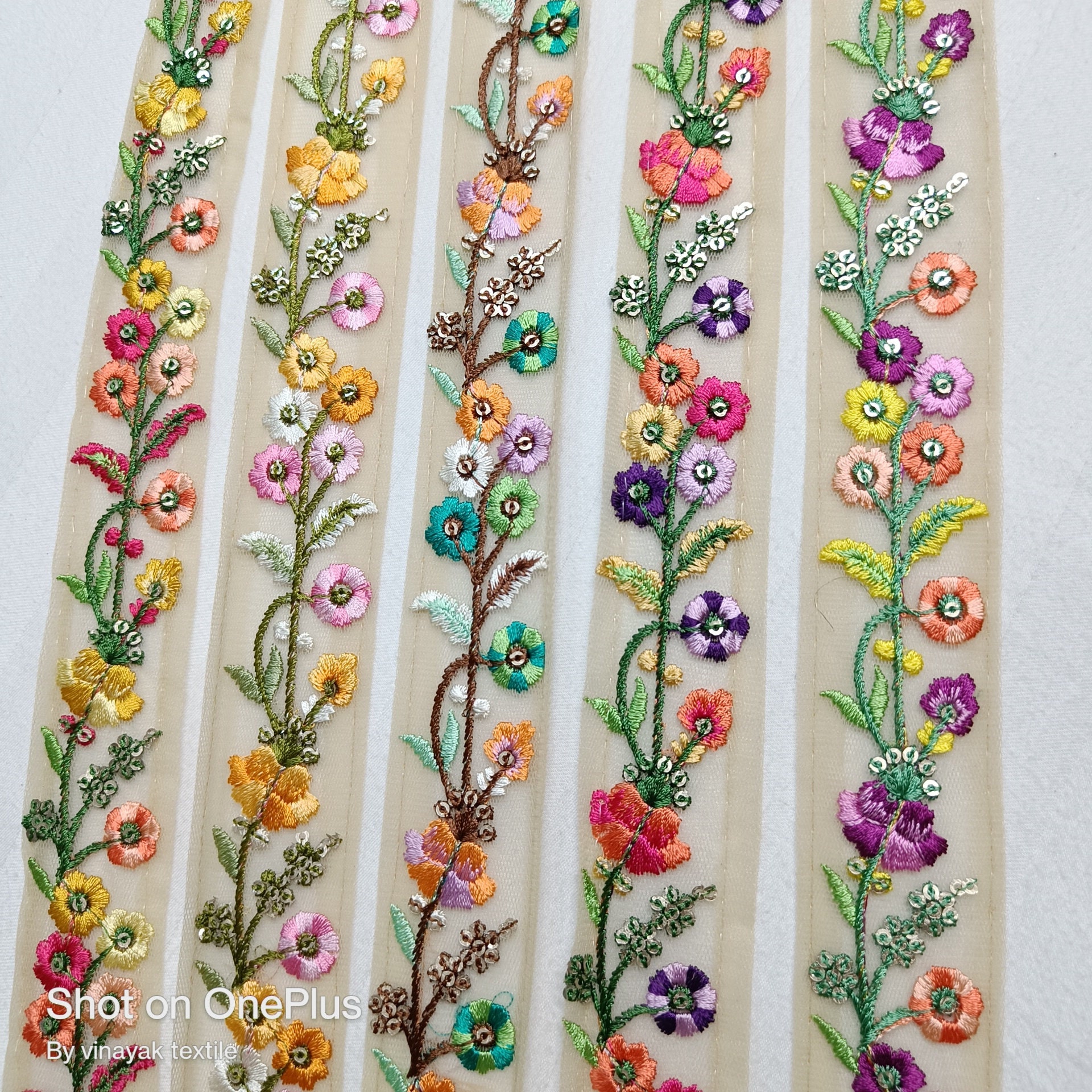 1.25 Multicolor Embroidered Trim by Yard Decorative Sari - Etsy