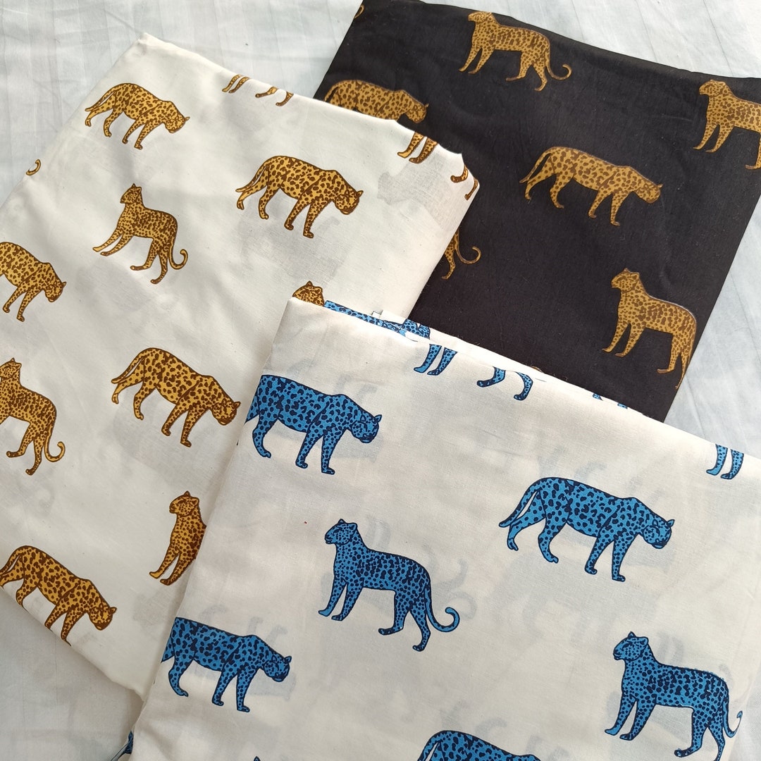 Animal Block Print 100% Cotton Fabric by the Yard, Block Printed Cotton ...