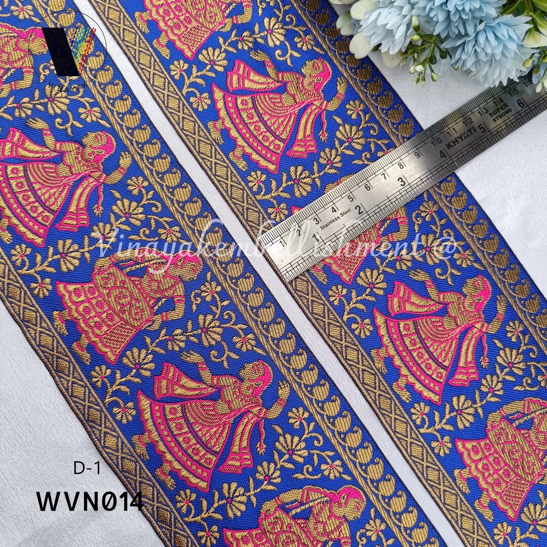 3 Yard 4" Indian Ethnic Pattern Gold Woven Trims Jacquard Ribbon, Crazy ...