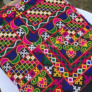 Black Multi Color Indian Banjara Fabric, Colorful Decorative Fabric ...