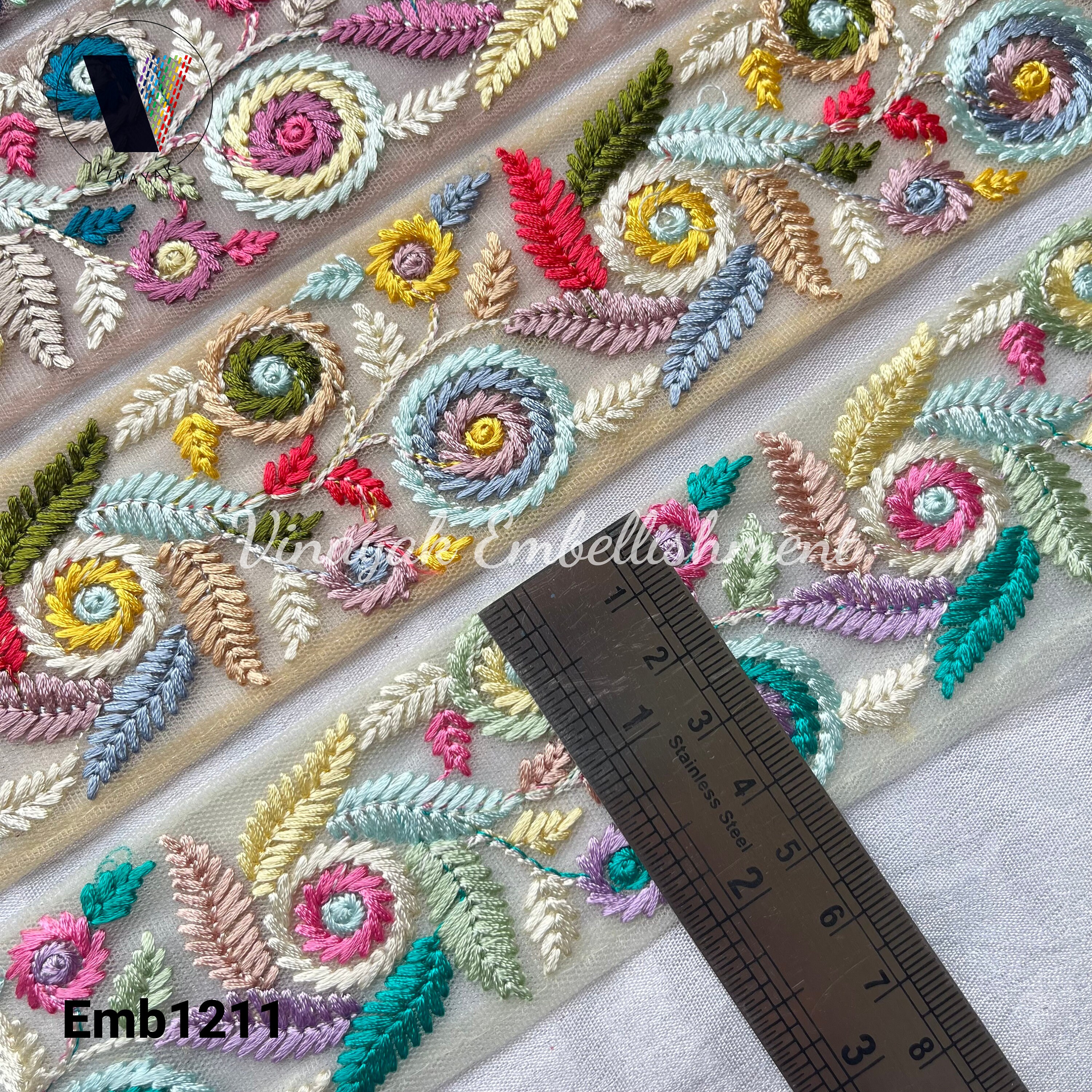 5 Cm Floral Pastel Multicolor Embroidered Trim by Yard Sewing Crafting ...