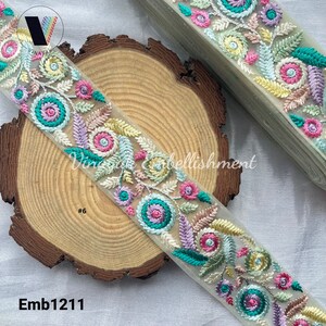 5 Cm Floral Pastel Multicolor Embroidered Trim by Yard Sewing Crafting ...