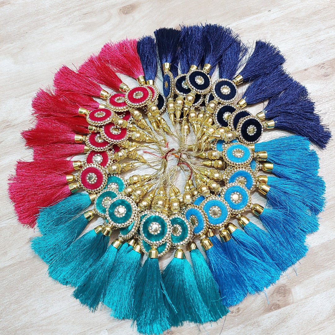 2 Pc Boho Silk Thread Tassels, Decorative Home Decor Tassels, Colorful ...