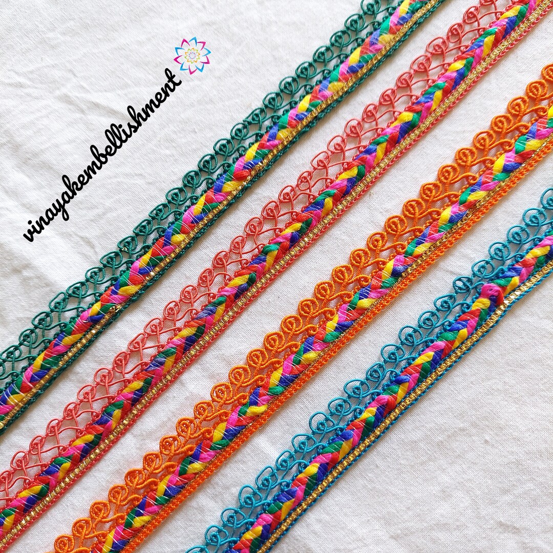 0.75" Gimp Braid Trims, 2 Cm Sari Lace Ribbon, Sewing Trims, Junk ...