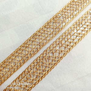 Narrow Gold Braided Embroidered Loop Trim Saree Ribbon Embellishment ...