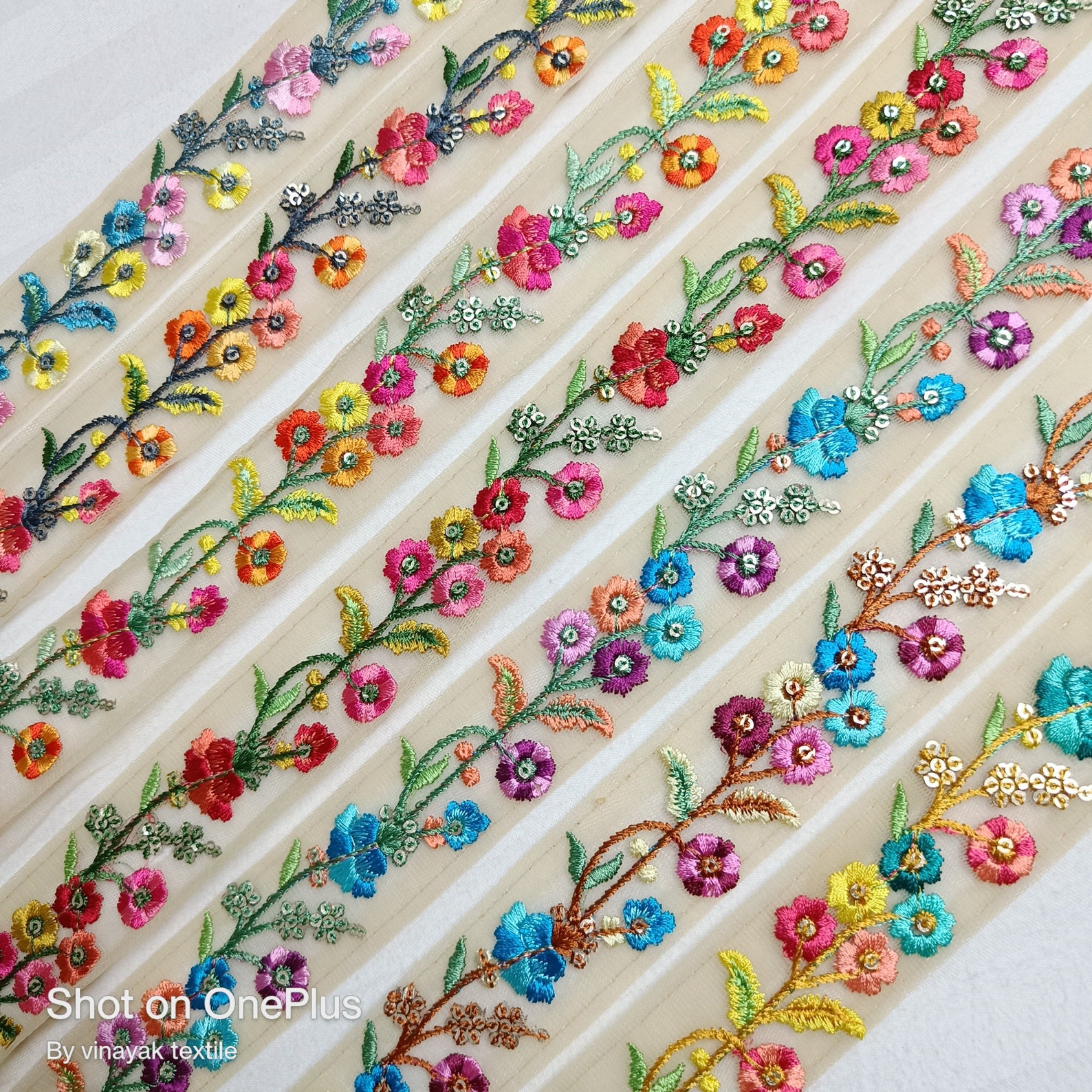 1.25 Multicolor Embroidered Trim by Yard Decorative Sari | Etsy