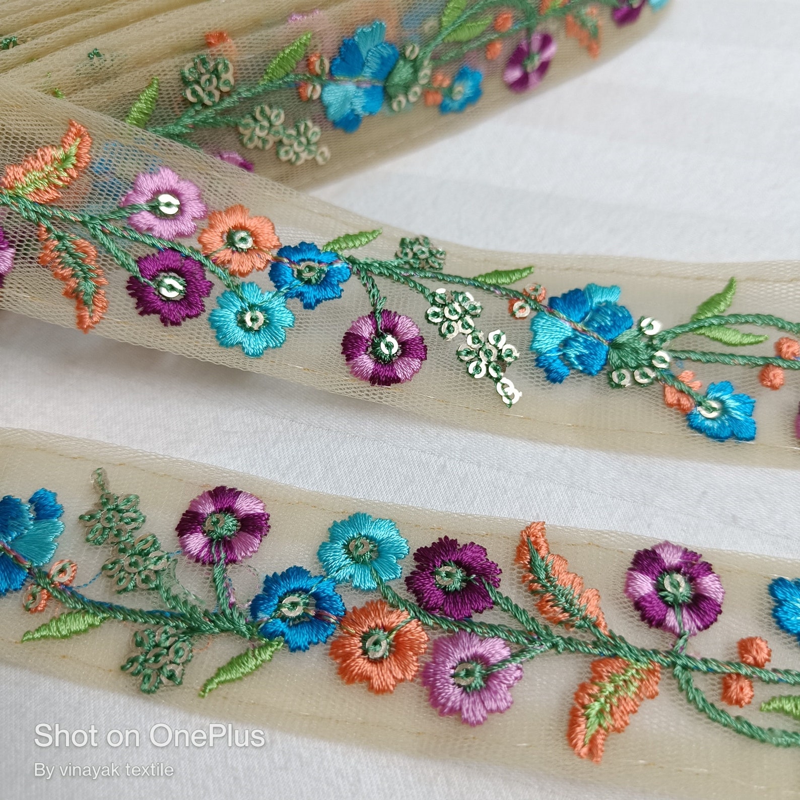 1.25 Multicolor Embroidered Trim by Yard Decorative Sari | Etsy