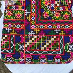 Black Multi Color Indian Banjara Fabric, Colorful Decorative Fabric ...