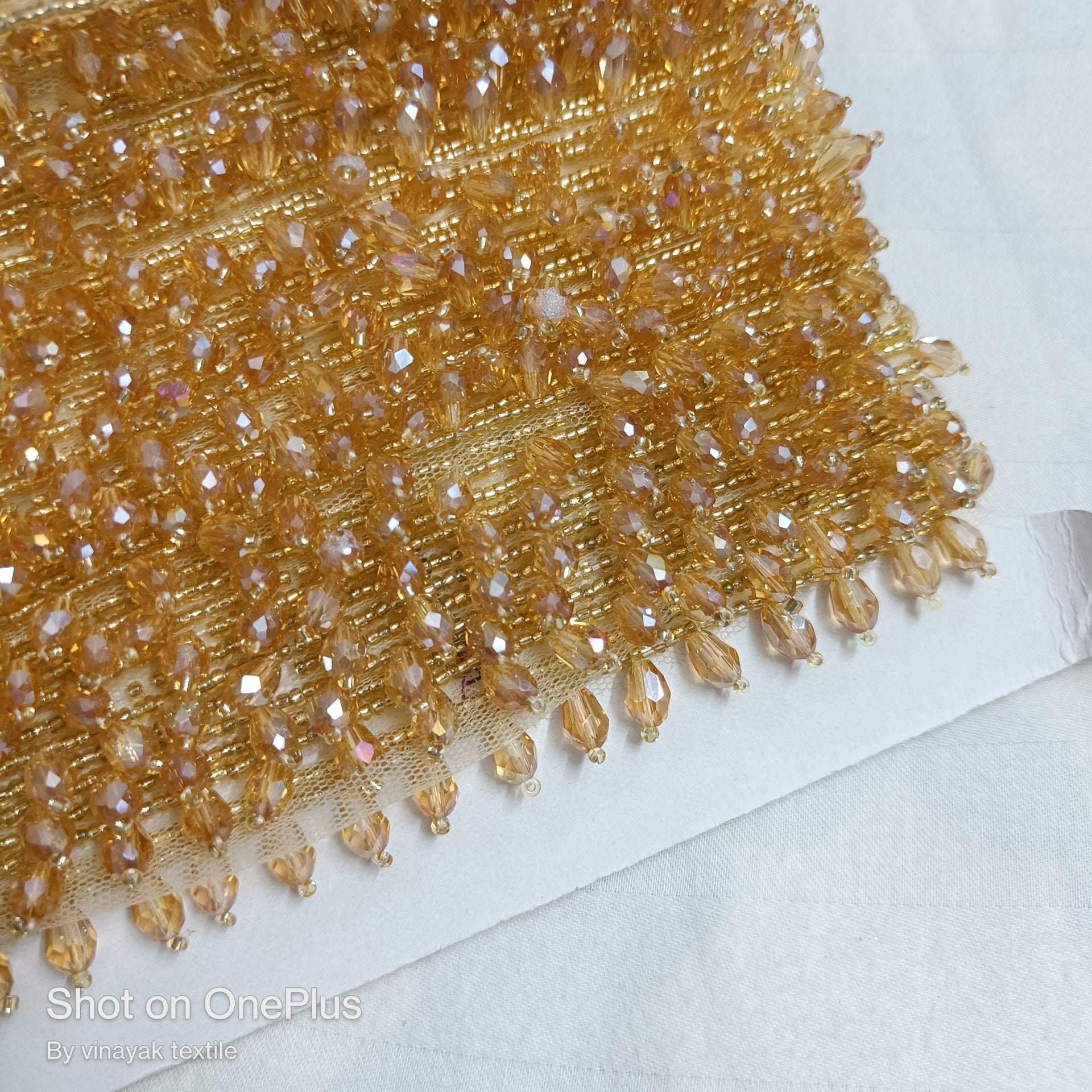 1.5 Cm Gold White Heavy Beaded Hand Made Embroidered Trim - Etsy