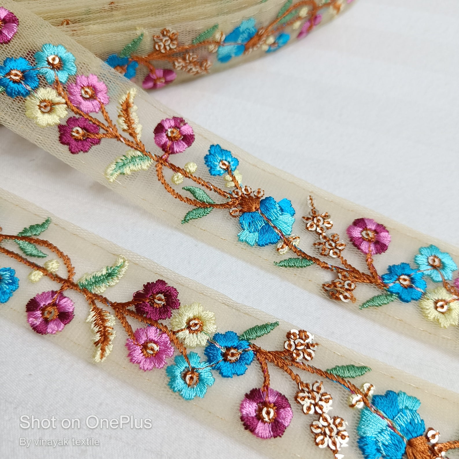 1.25 Multicolor Embroidered Trim by Yard Decorative Sari - Etsy