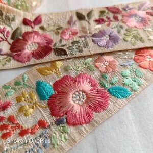9 Yard 2 Floral Multi Color Embroidered Fabric Ribbon - Etsy