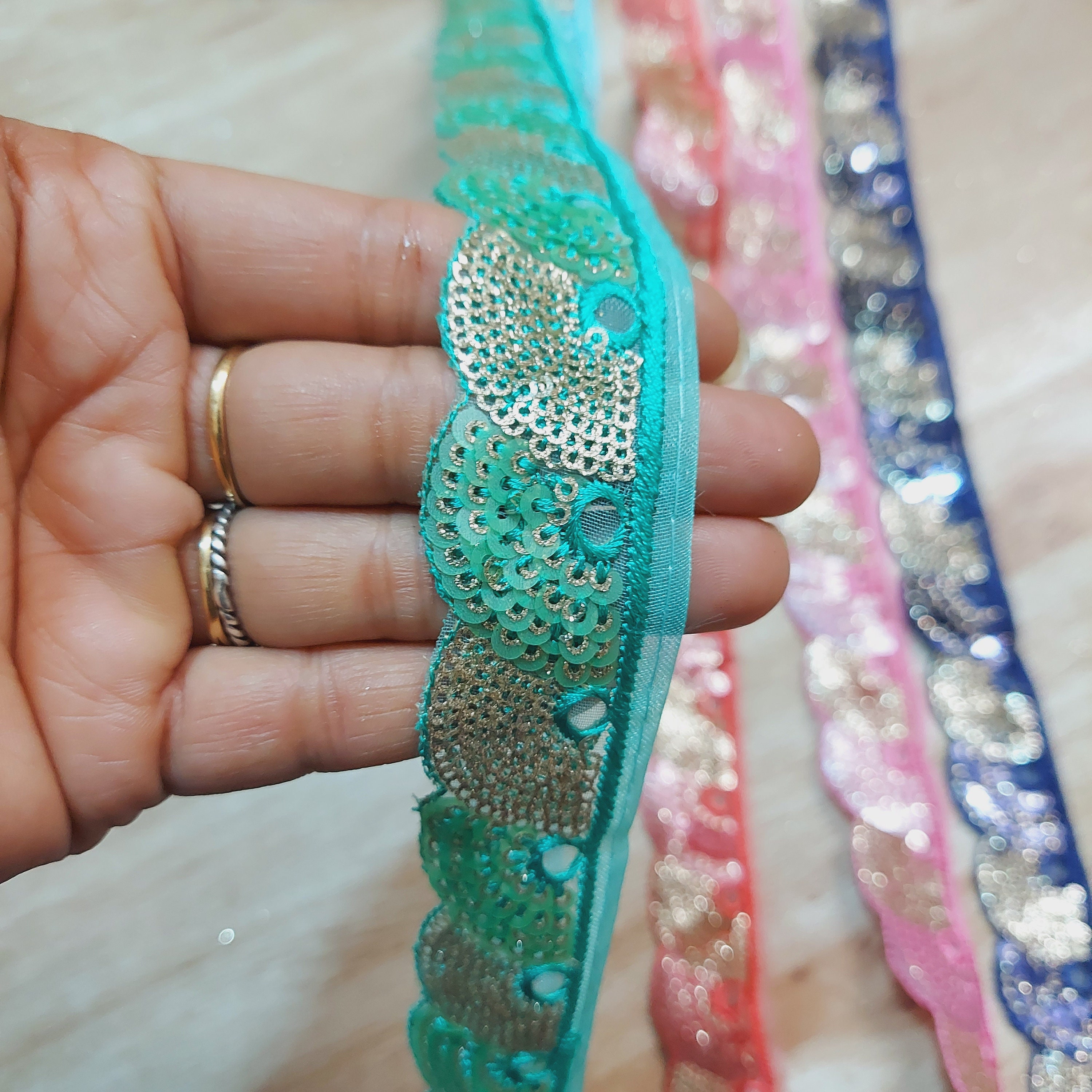 1 Decorative Sequins Thread Embroidered Sari - Etsy UK