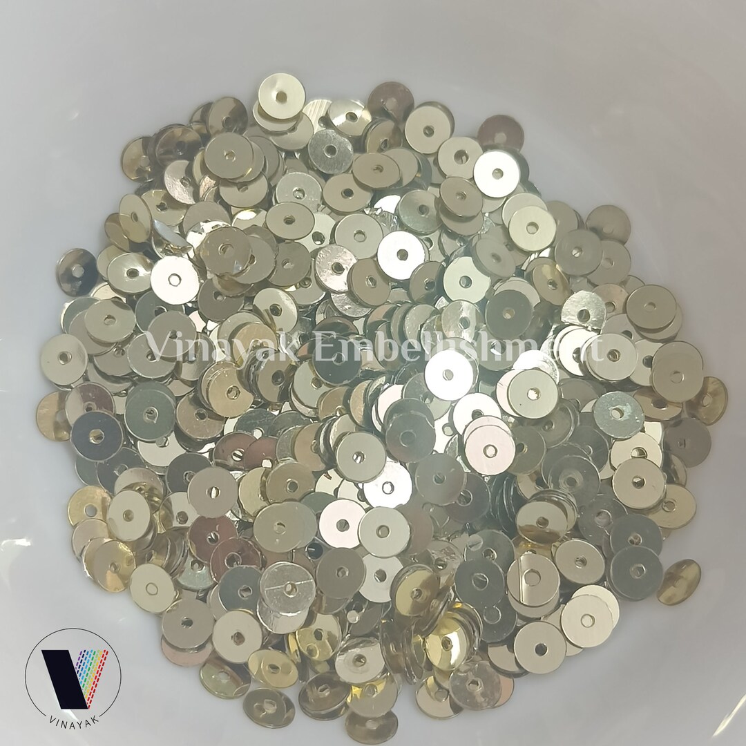 4mm Dull Gold Sequins Disc, Satin Finish Gold Sequins, for Embroidery ...