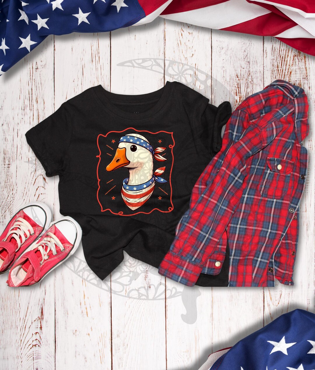 Patriotic Funny American Goose Biker Shirt, 4th of July Shirt, Patriot ...