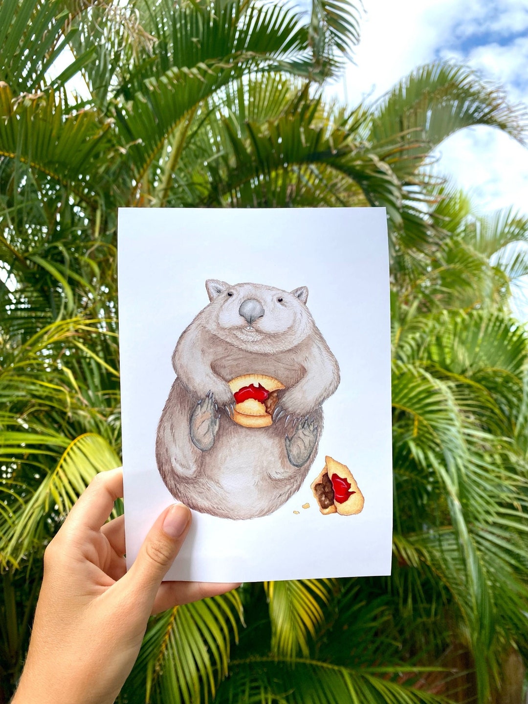 A5 Print Meat Pie Wombat Watercolour Illustration | Art Print ...