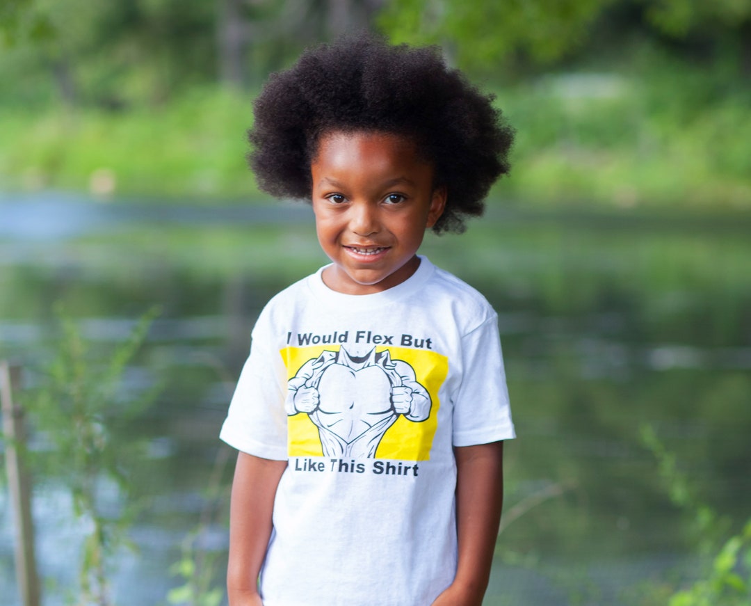 BOYS FUNNY T-SHIRTS - Kid's Funny Slogan Tshirt, I Would Flex but I ...