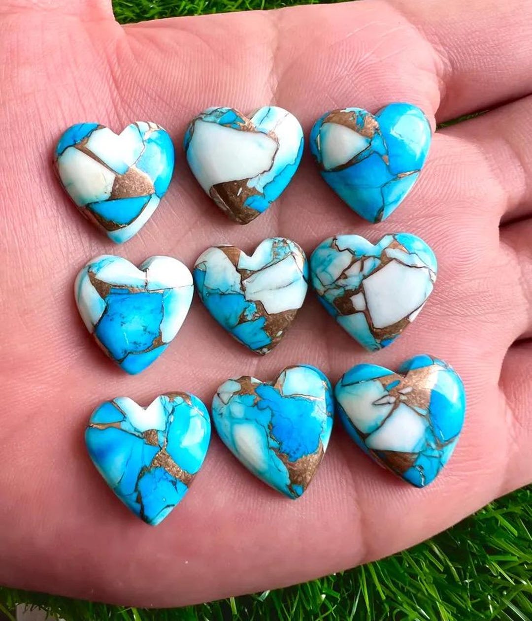 Natural Rare Icy Blue Copper Turquoise 18MM Heart Cabochon | Turquoise ...