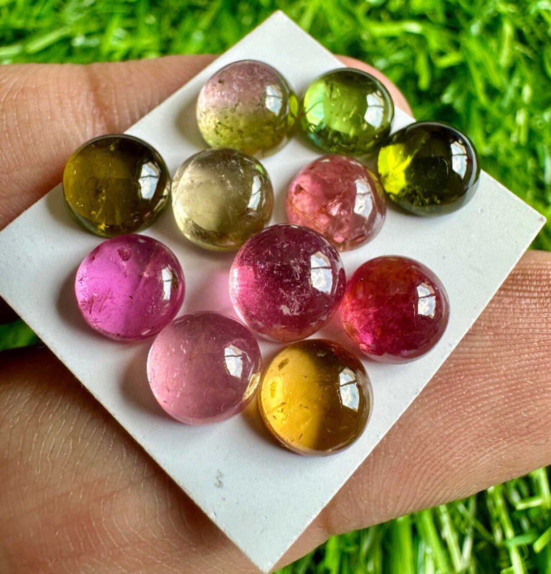 7mm Multi Tourmaline Cabochon Loose Gemstone 11pcs Lot, Natural ...