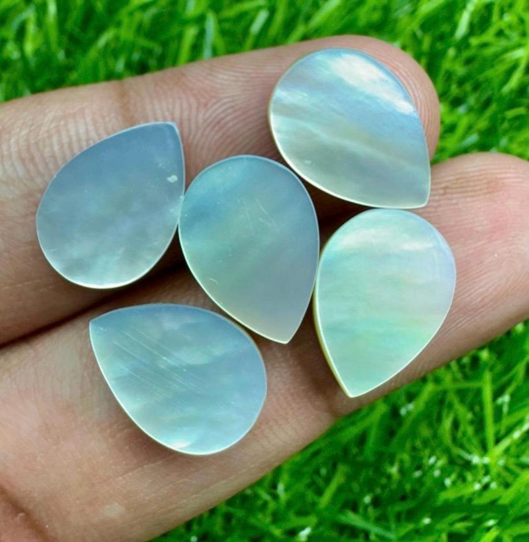 Natural Nacre Mother of Pearl Shells 10x14mm Pear Shape Flat Cabochons ...
