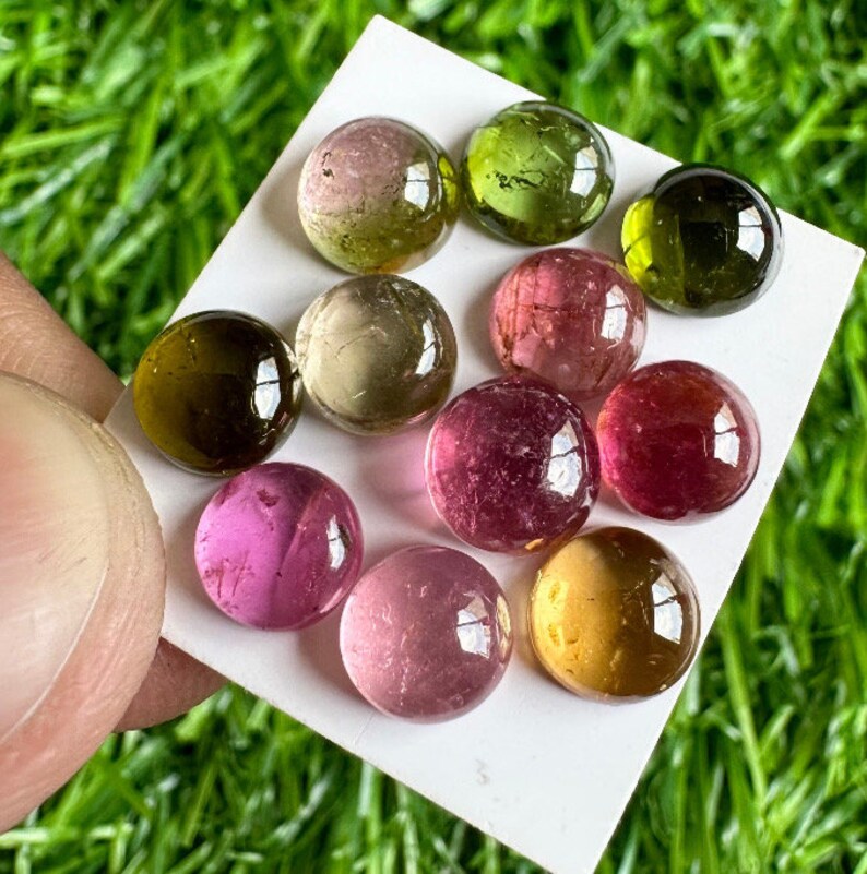 7mm Multi Tourmaline Cabochon Loose Gemstone 11pcs Lot, Natural ...