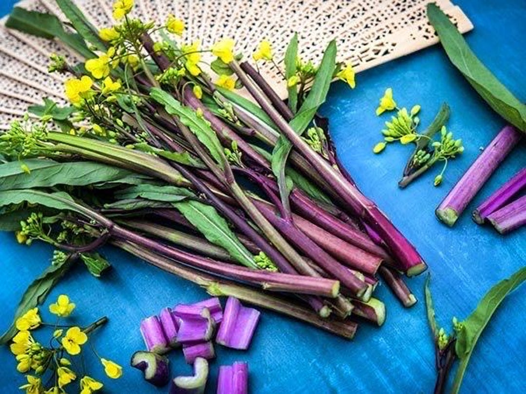 50 Seeds Heirloom Vegetables Purple Choy Sum Organic Non -GMO - Etsy