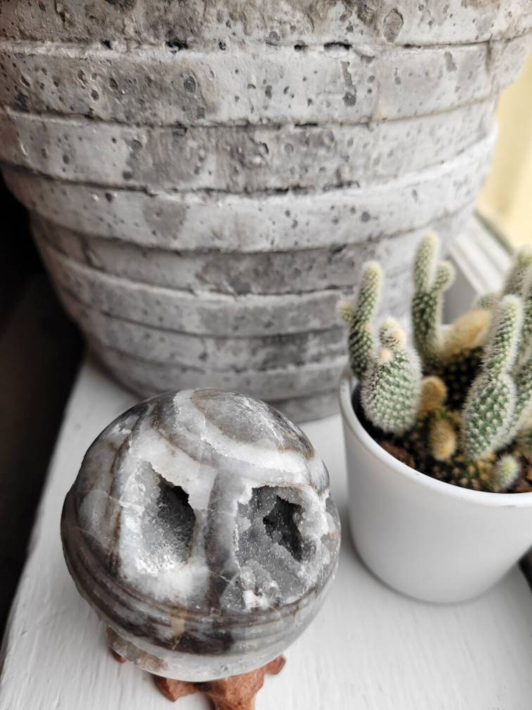 Gray Sphalerite Crystal Sphere With Druzy, Zinc Crystal, Meditation - Etsy