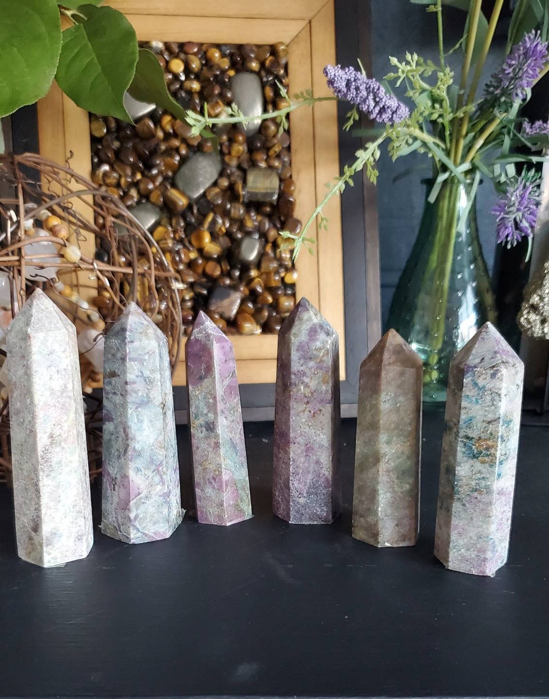 Ruby in Zoisite Crystal Points, Reiki, Meditation, Crystal Grid - Etsy