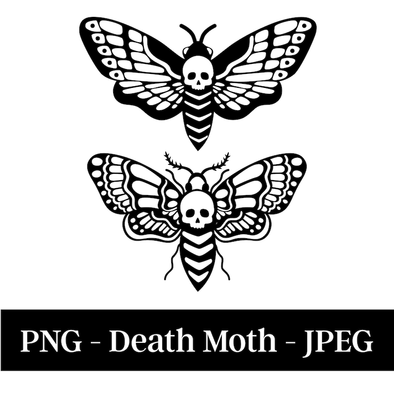 SVG - PNG - JPEG - Ai | Death Moths | Clipart L Black Vector Art L ...