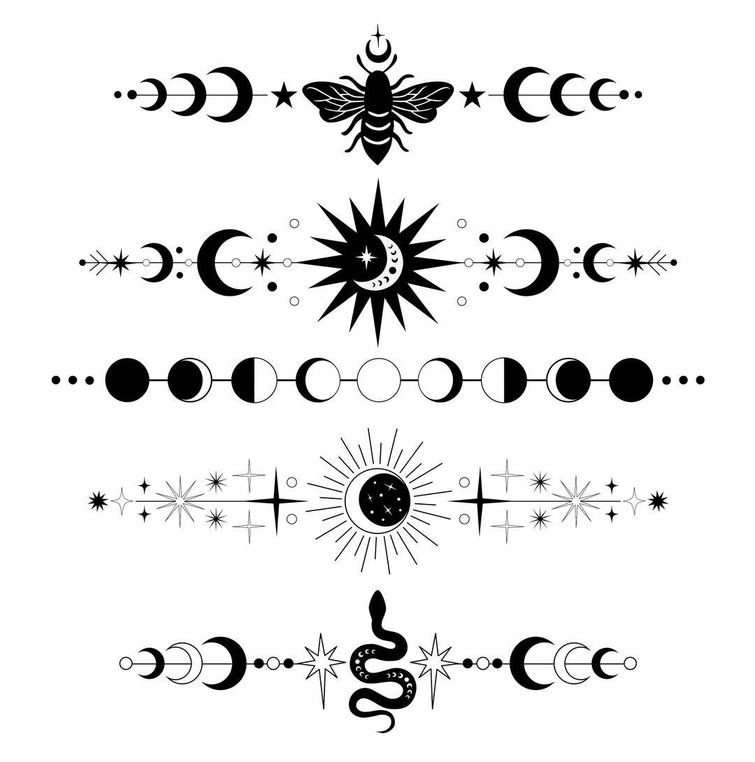 SVG JPEG PNG Magical Dividers Celestial Moon Bundle Clipart L Cricut ...