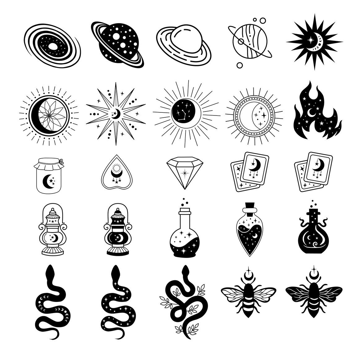 Ai - SVG - JPEG - PNG | Celestial Mystical Stars Moon Magical Boho ...