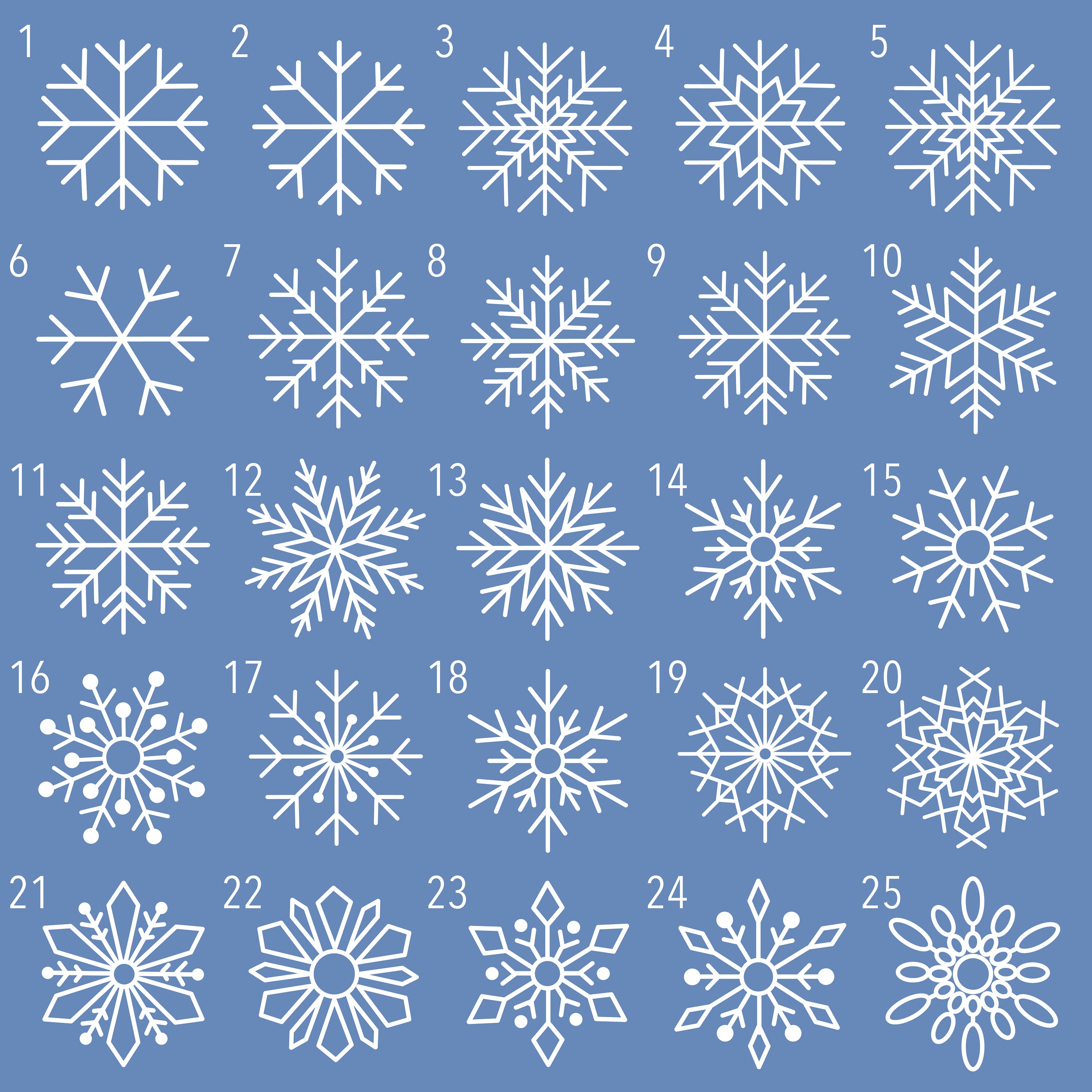 SVG - PNG - JPEG - Ai | 50 Snowflakes Bundle | Black and White Clipart ...