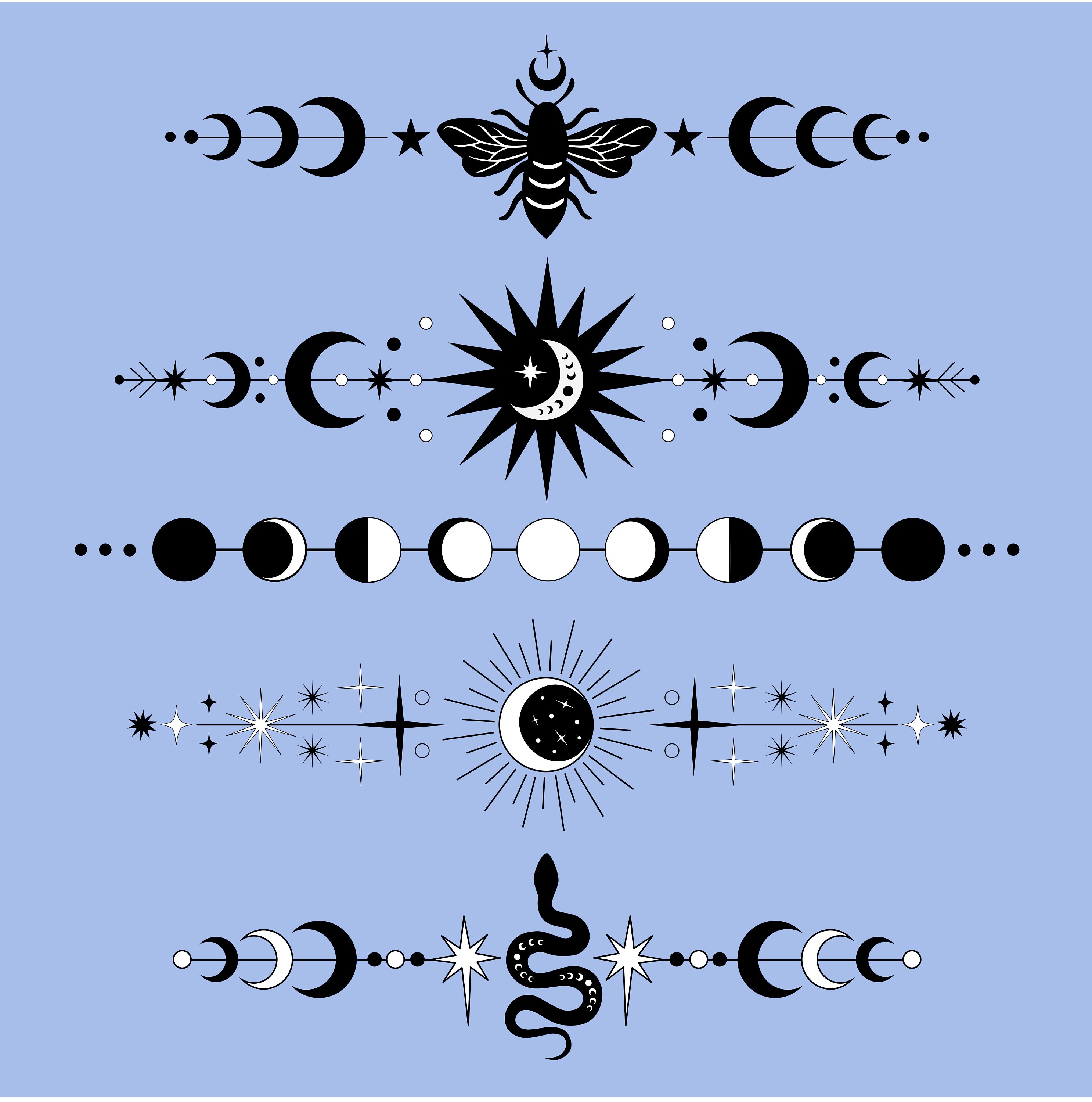 SVG JPEG PNG Magical Dividers Celestial Moon Bundle Clipart L Cricut ...